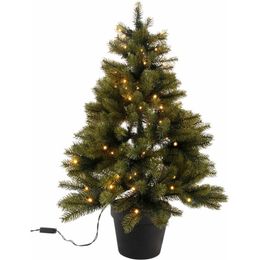 CREATIV DECO Künstlicher Weihnachtsbaum »Weihnachtsdeko, künstlicher Christbaum, Tannenbaum« mit schwarzem Kunststoff-Topf und LED-Lichterkette,...