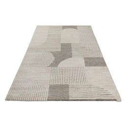 Wecon Home Teppich &raquo;Mats&laquo; rechteckig 18 mm H&ouml;he Gewebt, Hoch-Tief, pflegeleicht, Retro Design, Scandi, Wohnzimmer beige Kunstfaser