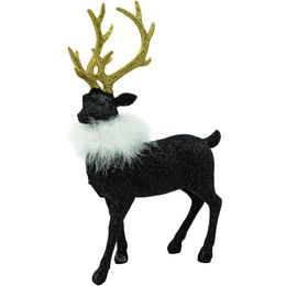 NOOR LIVING Weihnachtsfigur »Weihnachtsdeko« Rentier aus Polyresin schwarz/goldfarben/weiß 0