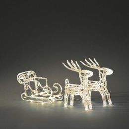 Konstsmide Weihnachtsfigur »Weihnachtsdeko aussen« LED Acryl-Set "Schlitten mit 2 Rentieren", 96 warm weiße Dioden transparent