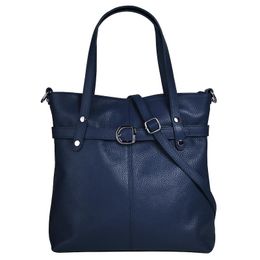 CLUTY Shopper echt Leder, Made in Italy blau