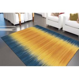 Arte Espina Teppich &raquo;Sunset 8070&laquo; rechteckig 12 mm H&ouml;he Handgemachter Wollteppich mit Wohlf&uuml;hlcharakter Gelb / Blau Obermaterial: 80% Wolle, 20%...