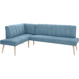 exxpo - SOFA FASHION Eckbank »Costa, moderne Rückensteppung, bequem und elegant, hoher Holzfuß« hochwertig verarbeitet, Frei im Raum stellbar azur