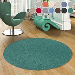my home Teppich &raquo;Fortis, Schlinge, Made in Netherlands&laquo; rund 5 mm H&ouml;he Uni Farben, gekettelt, strapazierf&auml;hig, Wohnzimmer petrol Obermaterial: 100%...