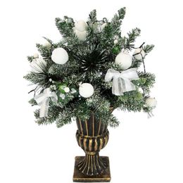 I.GE.A. Winterliche Kunstpflanze »Künstlicher Weihnachtsbaum, Weihnachtsdeko, Kunstbaum« beschneit, mit Äpfeln, Beeren u. Schleifen, Pokal aus...