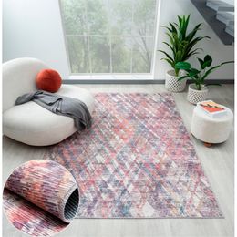 MyFlair Teppich &raquo;Diana&laquo; rechteckig 10 mm H&ouml;he bedruckt, modernes Design, In- & Outdoor geeignet, waschbar bunt Polyester