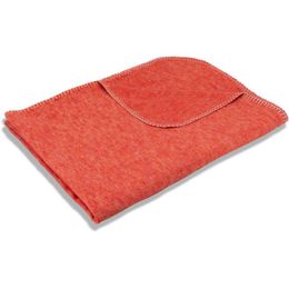 SETEX Wohndecke »Kuscheldecke« mit Ziernaht in Melange-Optik, Kuscheldecke orange Obermaterial: 85% Baumwolle, 15% Polyester B/L: 75 cm x 120 cm