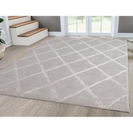the carpet Teppich »Knight« rechteckig 12 mm Höhe moderner Wohnzimmer Teppich elegant glänzender Flor beige Obermaterial: 100% Polyester B : 160 cm...