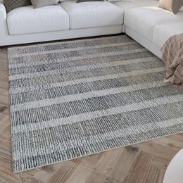 Wecon Home Teppich &raquo;Hamptons FORTY&laquo; rechteckig 11 mm H&ouml;he L&auml;ufer, Fasermix, Kurzflor, Wohnzimmer, Schlafzimmer, Streifen Muster beige grau...
