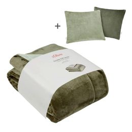 s.Oliver Wohndecke »Doublesoft, Kuscheldecke, Deal, Kissen geschenkt!« Kuscheldecke, mit GRATIS-Zugabe: 2x Kissenhülle, mit Reißverschluss grün...