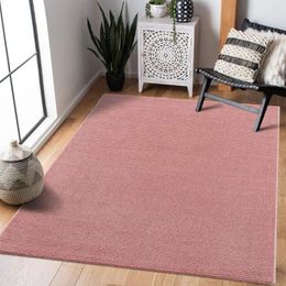 Carpet City Teppich »Friseé-Teppich FANCY900« rechteckig 12 mm Höhe Läufer, Kurzflor, Einfarbig, 3D-Optik, Streifen Look, Wohnzimmer rosé...