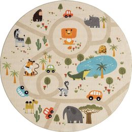the carpet Teppich »Happy Life« rund 4 mm Höhe Life Kinderzimmer Teppich Spielteppich pflegeleicht Beige Obermaterial: 100% Polyester Ø 160 cm 1...
