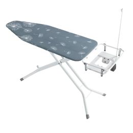 Wenko B&uuml;gelbrett &raquo;Modell Professional&laquo; B&uuml;gelfl&auml;che 130 cmx48 cm h&ouml;henverstellbarer B&uuml;geltisch mit Kabelf&uuml;hrung und Steckdose graublau/wei&szlig;