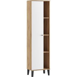 Inosign Stauraumschrank &raquo;Oslo, Badschrank mit Knopfgriff, Hochschrank im skandinavischen Design&laquo; in der T&uuml;rfarbe Wei&szlig; oder Grau verf&uuml;gbar,...