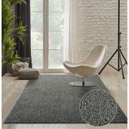 the carpet Teppich »Foxy« rechteckig 30 mm Höhe Wohnzimmer Teppich Hochflor waschbar rutschfest schwarz Obermaterial: 100% Polypropylen B : 160 cm...