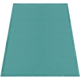 Paco Home Teppich &raquo;Tatami 475&laquo; rechteckig 24 mm H&ouml;he Kurzflor, Uni-Farben, mit Memory Foam, waschbar blau Polyester
