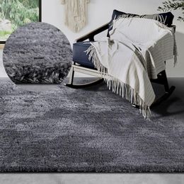 Hanse Home Hochflor-Teppich »Olaf« rechteckig 38 mm Höhe Langflor, Shaggy, einfarbig, flauschig, weich, glänzend, modern, uni Grau Obermaterial:...