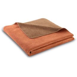 Biederlack Wohndecke »Melange Doubleface« mit geketteltem Zierstich rust-brown Obermaterial: 58% Baumwolle, 35% Polyacryl, 7% Polyester B/L: 150 cm...
