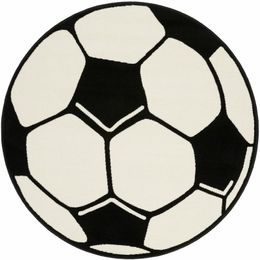 Hanse Home Kinderteppich »Fußball« rund 10 mm Höhe Kinder-Teppich, Rutschfest, Kurzflor, Fussball, Kinderzimmer, Spiel weiß Obermaterial: 100%...