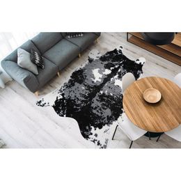 Calo-deluxe Teppich »Amun 202« fellförmig 19 mm Höhe Kunstfell, Wohnzimmer schwarz/weiß Obermaterial: 85% Polyacryl, 15% Polyester B : 160 cm 1 Stk.