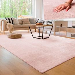 Paco Home Teppich »Cadiz 630« rechteckig 14 mm Höhe Uni-Farben, besonders weich, waschbar, auch als Läufer erhältlich rosé Obermaterial: 100%...