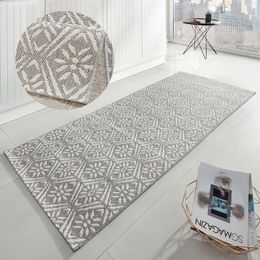Hanse Home L&auml;ufer &raquo;Creation&laquo; rechteckig 8 mm H&ouml;he Teppichl&auml;ufer, K&uuml;chenl&auml;ufer, Teppich, Waschbar, K&uuml;che, Flur, Rauten grau Obermaterial: 100%...