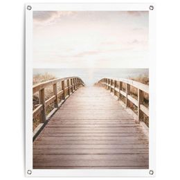 Reinders Poster &raquo;Br&uuml;cke zum Strand&laquo; Outdoor f&uuml;r Garten oder Balkon beige Leinwand