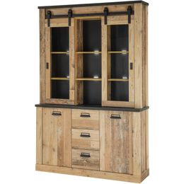 Home Affaire Buffet »SHERWOOD« Holz Dekor, mit Scheunentorbeschlag und Apothekergriffen, Breite 133cm Old Style hell Dekor