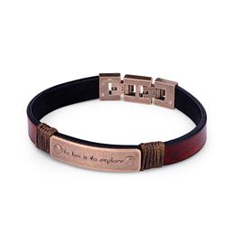 Fynch-Hatton Lederarmband &raquo;Schmuck Geschenk Armband To live is to explore&laquo; kupferfarben-schwarz-braun 19 cm Modisches Fynch-Hatton Armband