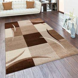 Paco Home Teppich &raquo;Diamond 665&laquo; rechteckig 17 mm H&ouml;he Karo Muster, 3D-Design, auch als L&auml;ufer, Wohnzimmer, Schlafzimmer braun Obermaterial: 100%...