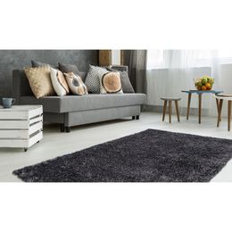 Bruno Banani Hochflor-Teppich &raquo;Alga&laquo; rechteckig 40 mm H&ouml;he Uni, Shaggy, Langflor, besonders weich und kuschelig, Wohnzimmer grau Kunstfaser