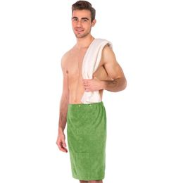 Framsohn FROTTIER Sarong »Saunakilt Herren« hergestellt in Österreich, Dehnbund & Druckknöpfe variabel verstellbar moosgrün Länge: 60 cm...