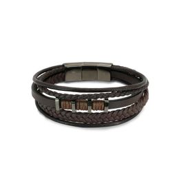 Fynch-Hatton Lederarmband &raquo;Schmuck Geschenk Armband The Antique Explorer&laquo; dunkelgrau-braun 18,5 cm Modisches Fynch-Hatton Armband