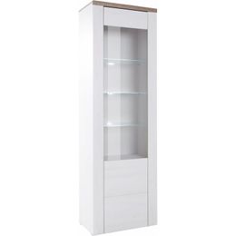 Home Affaire Vitrine »Larona, zeitlose Glasvitirne, Hochschrank Höhe 205, 6 cm« Stauraumvitrine mit dekorativer Rahmenoptik sibiu weiß/eichefarben...