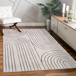 Paco Home Teppich »Tuana 215« rechteckig 15 mm Höhe Kurzflor, Regenbogen, Hoch-Tief Struktur, Scandi-Look Grau Obermaterial: 60% Polypropylen, 40%...
