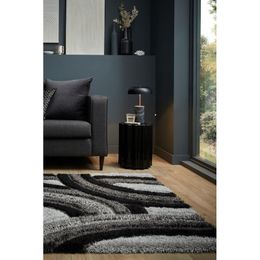 FLAIR RUGS Hochflor-Teppich &raquo;Velvet Shaggy&laquo; rechteckig 25 mm H&ouml;he Shaggy Teppich grau Kunstfaser