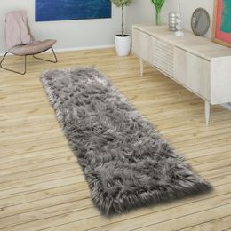 Paco Home Hochflor-Läufer »Playa 960« rechteckig 64 mm Höhe Läufer, Kunstfell, Flokati-Optik, weich und flauschig, Uni-Farben anthrazit...