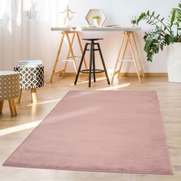Carpet City Hochflor-Teppich »TOPIA 400« rechteckig 21 mm Höhe Kunstfell-Teppich mit Kaninchenfell-Optik, Haptik, Schlafzimmer pink Obermaterial:...
