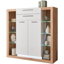 Inosign Highboard »Brixen, moderne Kommode, Stauraumelement in Eiche Evoke Dekor« Metallgriffe, ausreichend Stauraum, vielseitig einsetzbar Eiche...