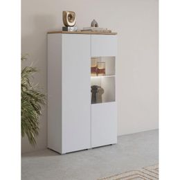 Inosign Vitrine »Modo, Breite 80 cm, moderner griffloser Vitrineschrank« Vitrine mit viel Stauraum, Einlegeböden verstellbar, Glastür weiss-eiche...