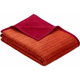 Ibena Wohndecke »Fano« mit Streifen versehen, Kuscheldecke rot/orange Obermaterial: 58% Baumwolle, 35% Polyacryl, 7% Polyester B/L: 150 cm x 200 cm