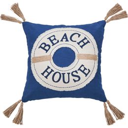 done. Dekokissen &raquo;CUSHION SEALIFE BEACH HOUSE&laquo; blau Baumwolle, Strukturstoff