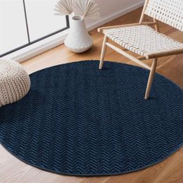 Carpet City Teppich »Friseé-Teppich FANCY805« rund 12 mm Höhe Kurzflor, Einfarbig, 3D-Optik, Zickzack Look blau Obermaterial: 100% Polypropylen Ø...
