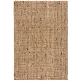 FLAIR RUGS Teppich &raquo;Jute Boucle&laquo; rechteckig 7 mm H&ouml;he aus 100% Jute, mit Fransen, aus Naturfasern gr&uuml;n Obermaterial: 100% Jute B : 120 cm 1 Stk.