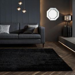 FLAIR RUGS Hochflor-Teppich &raquo;Velvet&laquo; rechteckig 40 mm H&ouml;he schwarz Kunstfaser