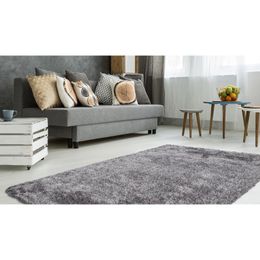 Bruno Banani Hochflor-Teppich &raquo;Alga&laquo; rechteckig 40 mm H&ouml;he Uni, Shaggy, Langflor, besonders weich und kuschelig, Wohnzimmer grau Kunstfaser