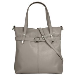 CLUTY Shopper echt Leder, Made in Italy grau