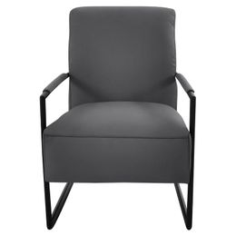 K+w Komfort & Wohnen K+W KOMFORT & WOHNEN Cocktailsessel mit bezogenen Armlehnen, Gestell in Metall schwarz Struktur asphalt