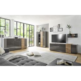 MCA furniture Lowboard Breite ca. 181 cm Dunkelgrau Hochglanz