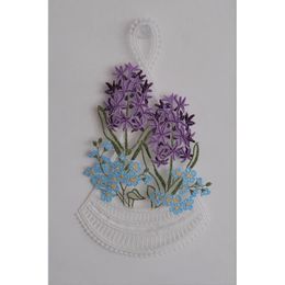 Stickereien Plauen Fensterbild &raquo;Hyazinthen&laquo; blau, gr&uuml;n, lila B/L: 16 cm x 28 cm